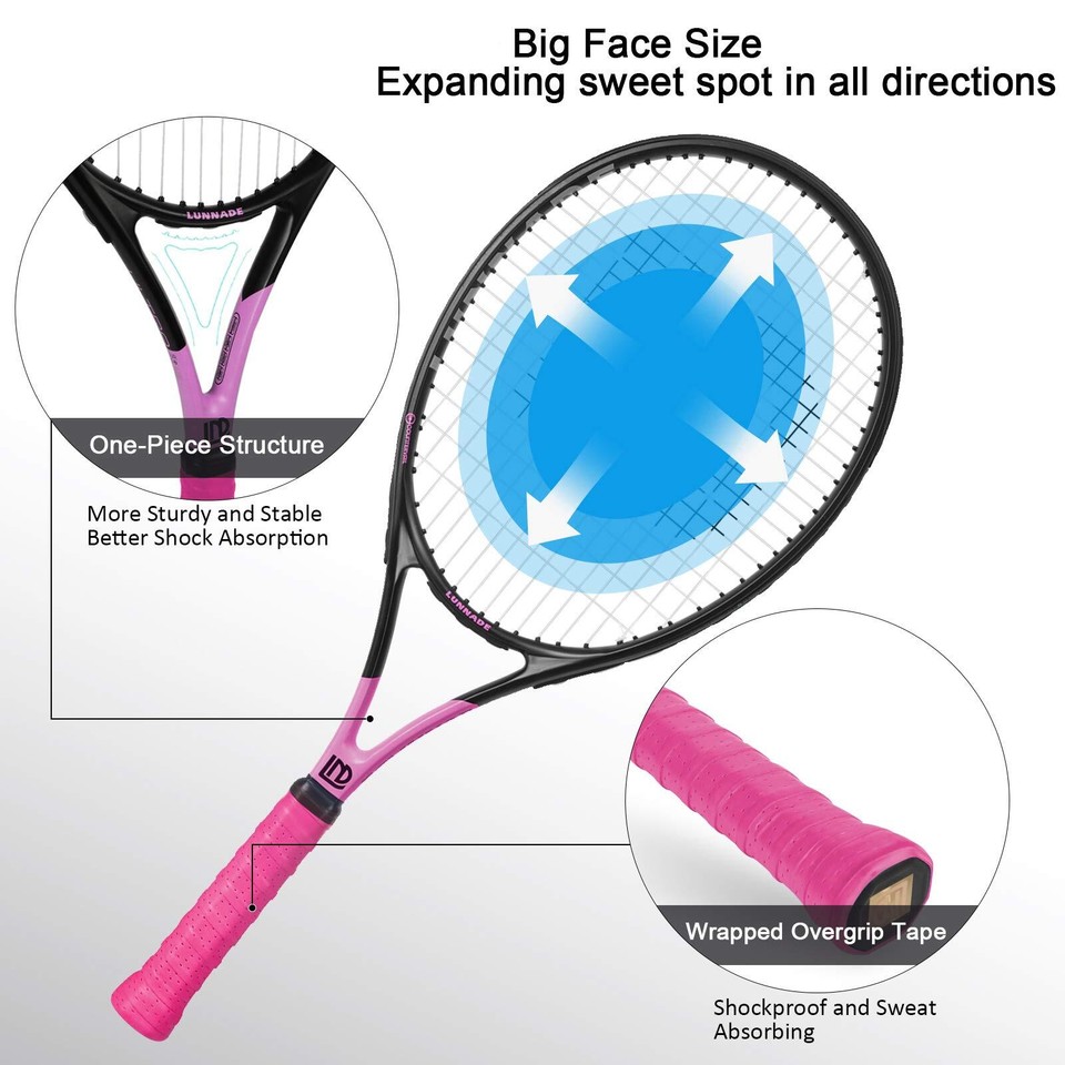 Adults Tennis Racket 27 Inch, Shockproof Carbon Fiber Tennis Racquet ...