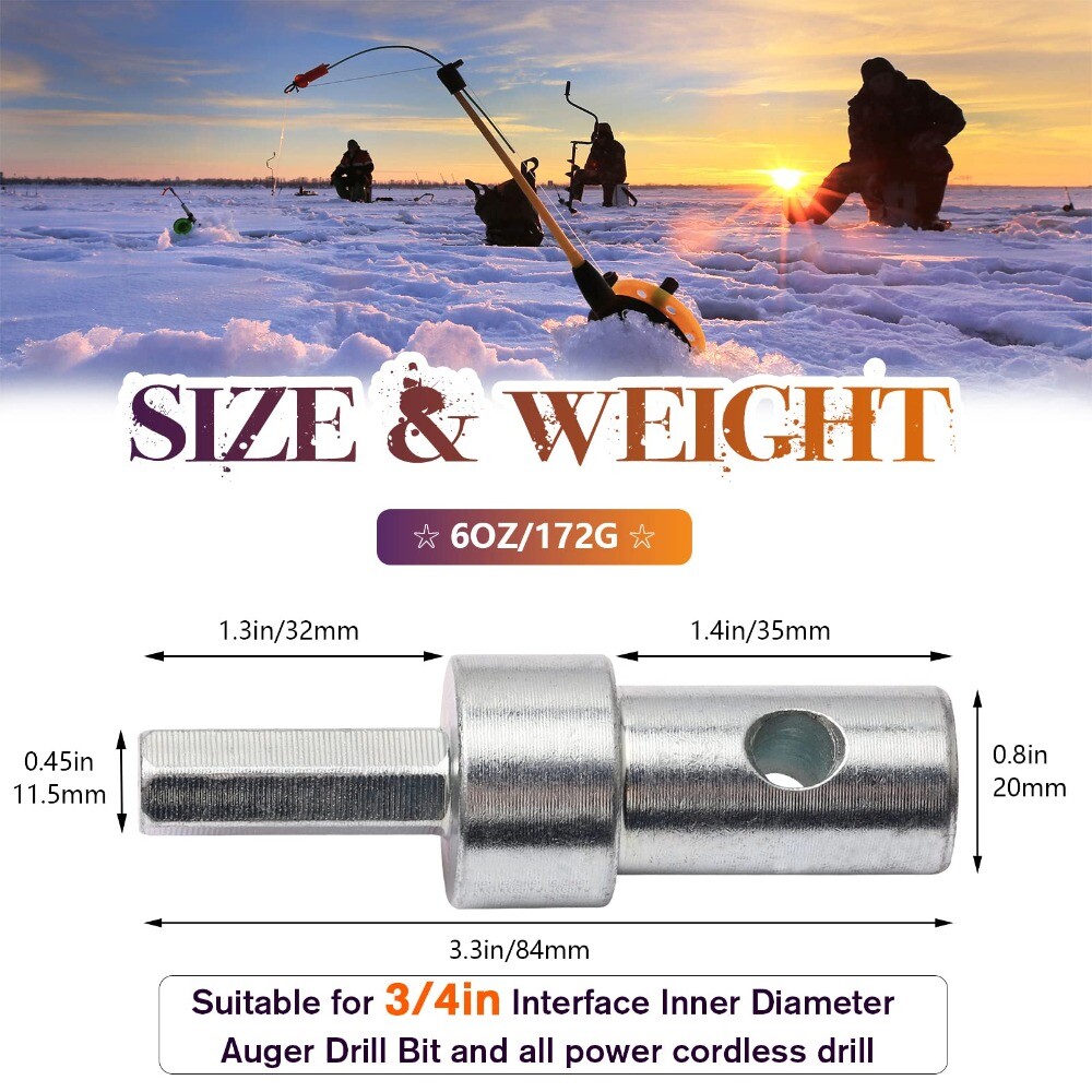 Stainless Steel Ice Drill Bit Adapter Ice Auger Drill Accessories ...