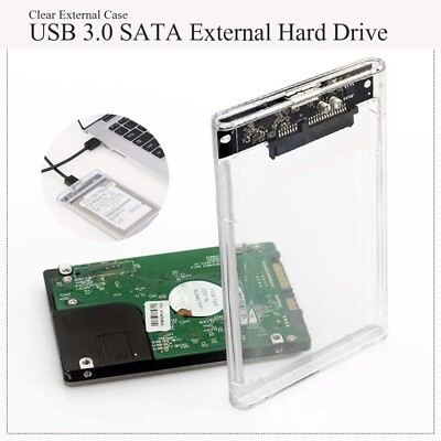 Hard Drive Disk Enclosure 2.5 in USB 3.0 SATA Case External Caddy HDD ...