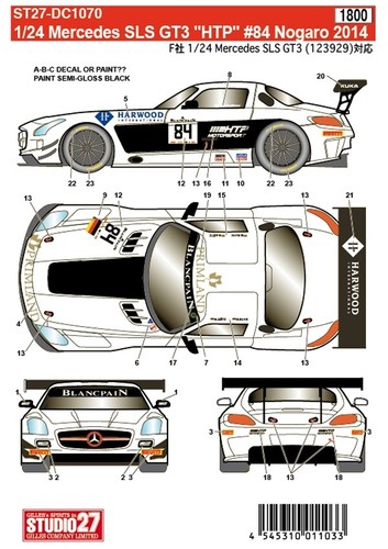 [ STUDIO 27 Decals ] 1/24 Mercedes SLS GT3 "HTP" #84 Nogaro 2014 for ...