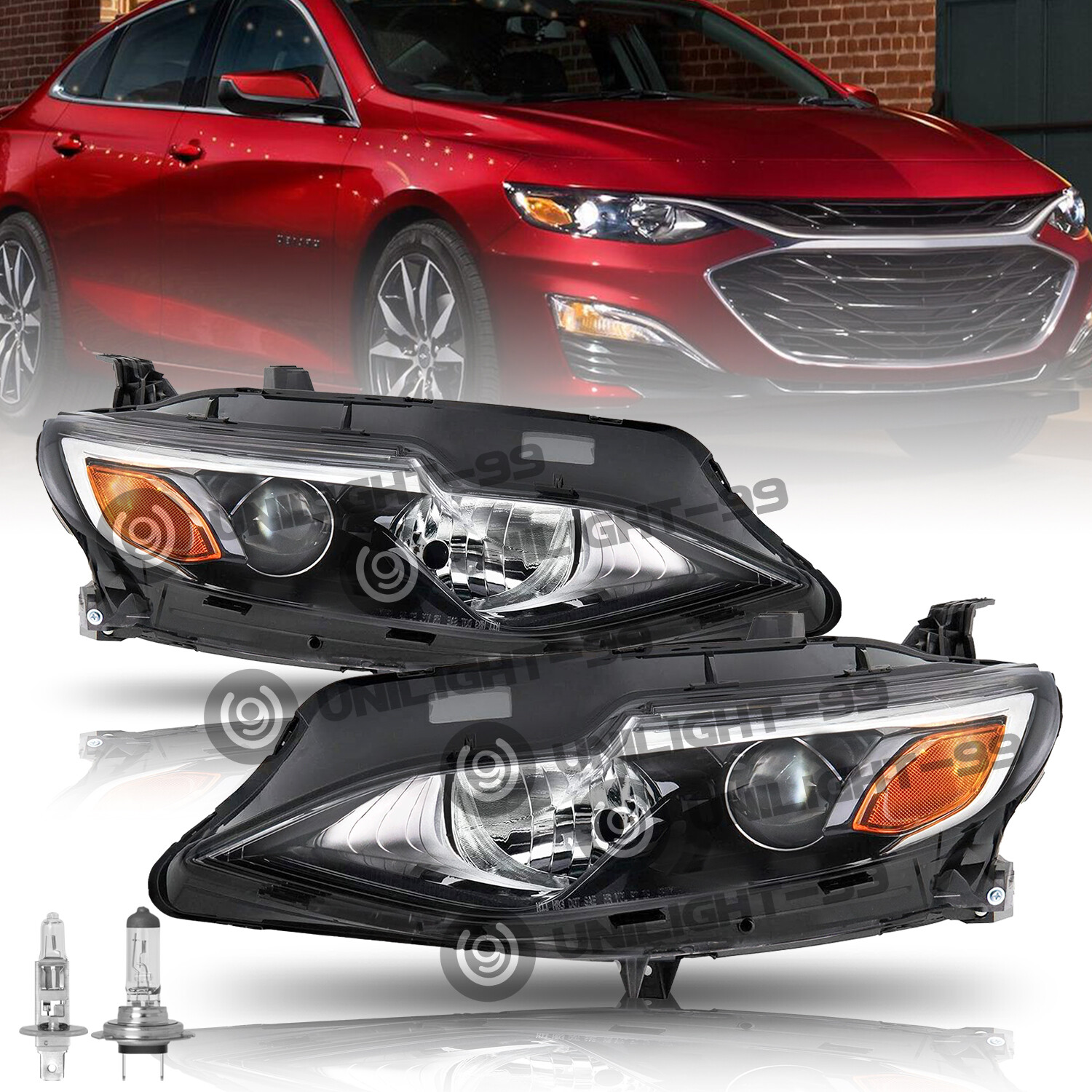For 2019 2020 2021-2023 2024 Chevy Malibu Halogen Headlights w/ blub LH ...