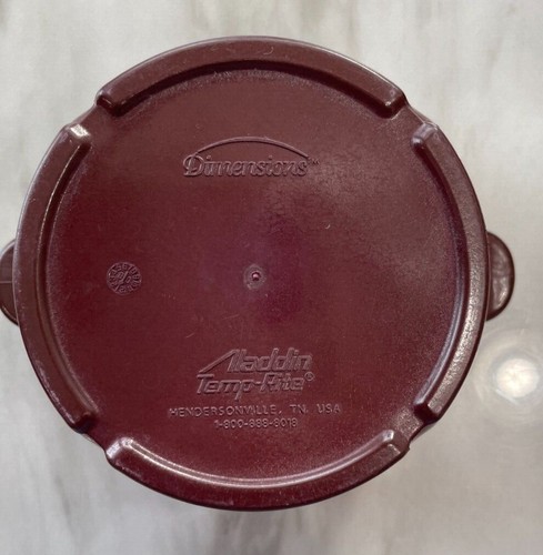 set of two aladdin temp rite diminsions burgandy soup bowls/cups with ...