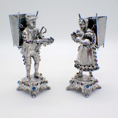 Village People Figurines Vases German 13 Loth Silver Glass Gems | eBay