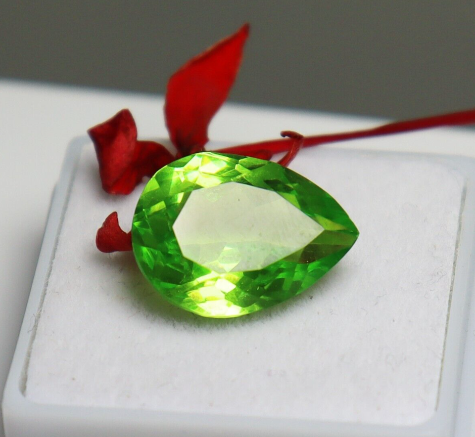 Natural Peridot Gemstone Green Color Pear Shape 8 Ct Certified Loose ...
