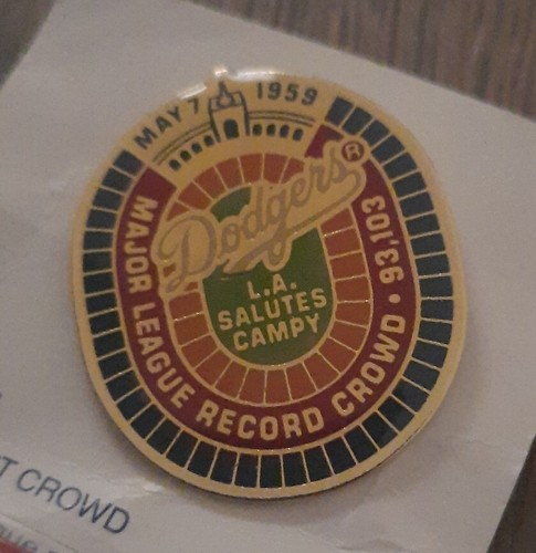 Vintage 1959 LA Dodgers Pin #6 Largest Crowd Gold Tone Enamel 1 1/8" X ...
