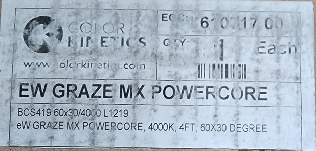 PHILIPS EW GRAZE MX POWER CORE COLOR KINETICS 4000K 4' 60° X 30° 523 ...