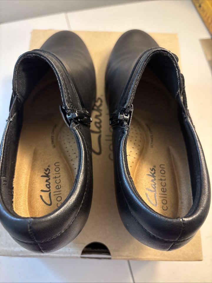 Clarks Emily 2 Erin Pump Booties Womens Size 7 Black Leather Zip Up One ...