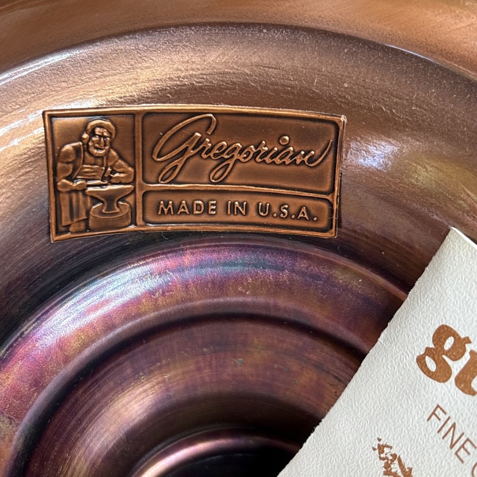 Vtg Gregorian Copper Pedestal Bowl Hammered Handmade Fruit Dessert Mid ...