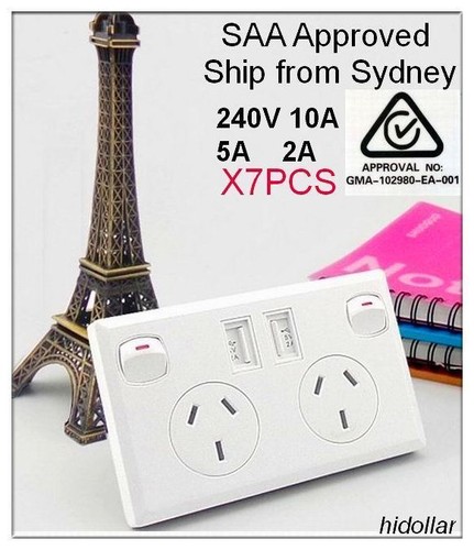 DOUBLE USB CHARGER DUAL POWER SOCKET POWER POINT 2A 5V SAA POWERPOINT ...