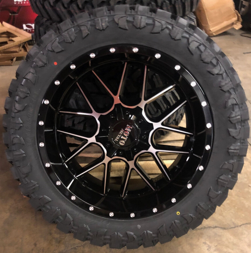 4) 22x10 Moto Metal MO986 Siege Wheels Rims 35" MT Tires 5x5 Jeep ...