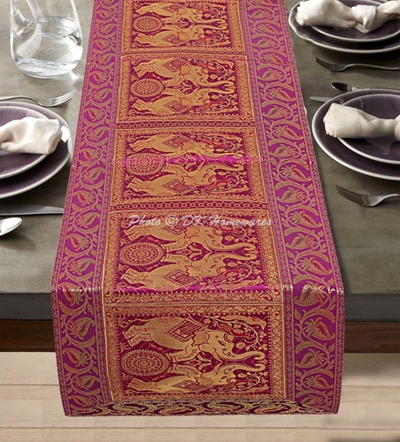 Bohemian Brocade Coffee Table Runner Magenta 5 Ft Elephant Party Table ...