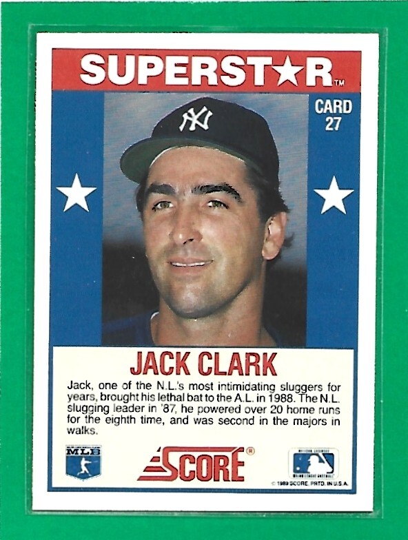 1989 Score Baseball's 100 Hottest Players Jack Clark #27 New York ...