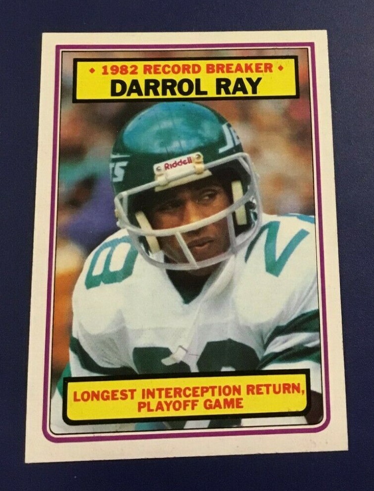 1983 Topps # 7 DARROL RAY 98 Yard INT TD Record Breaker 1982 New York ...
