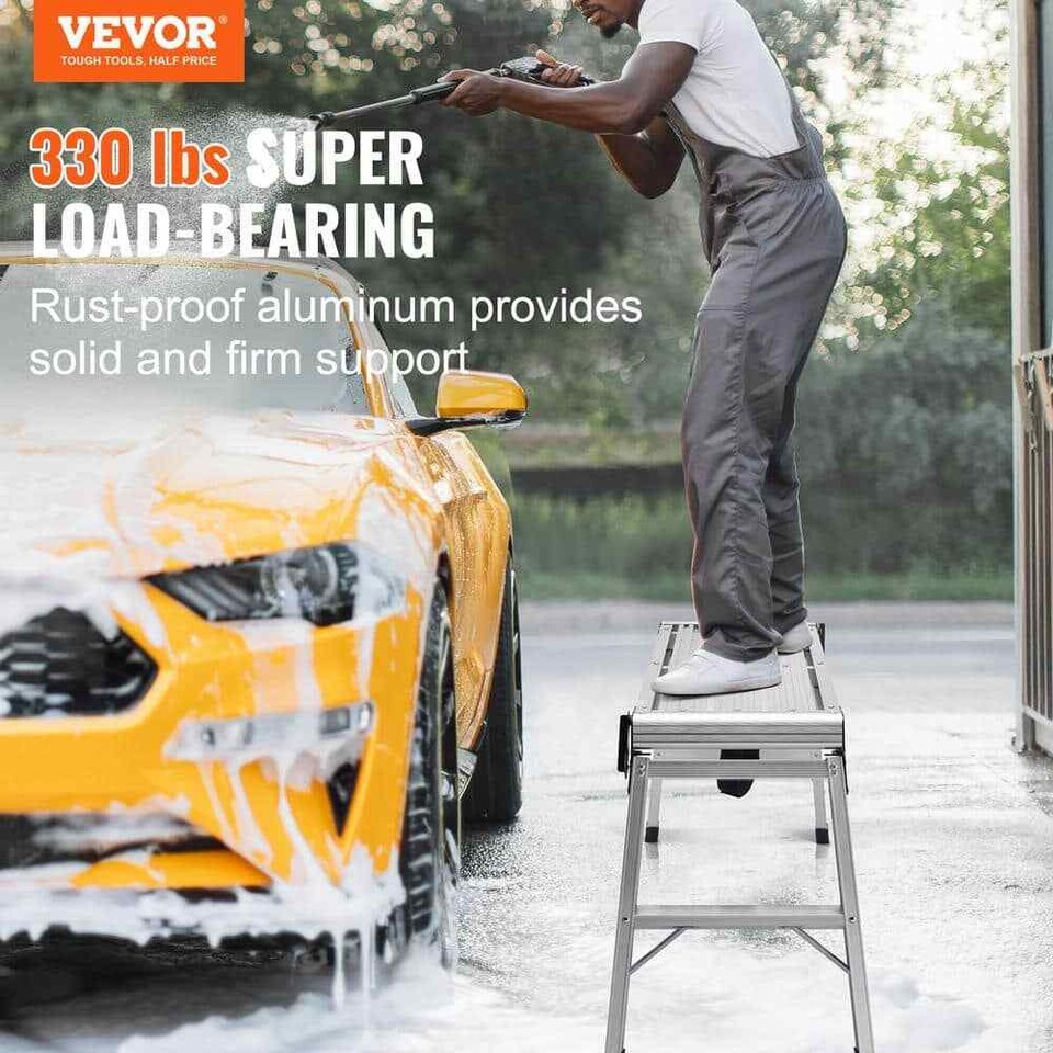 Work Platform Portable Folding Adjustable Step Ladder 330 lbs Bench Non ...