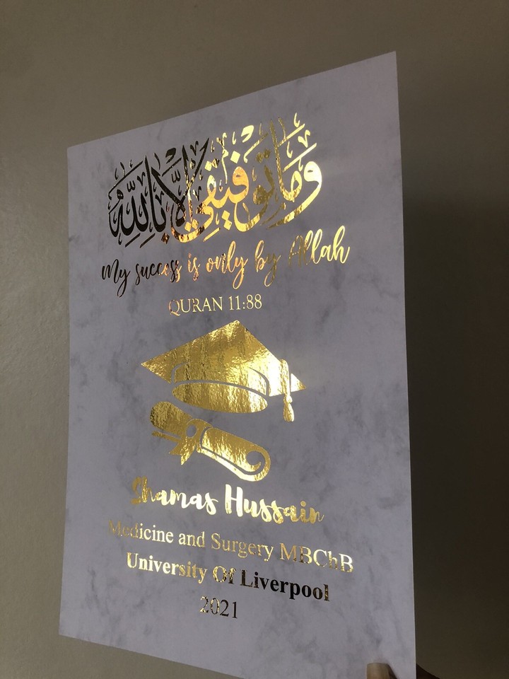 Personalised Graduation gift, Graduation foil print, Arabic Calligraphy ...