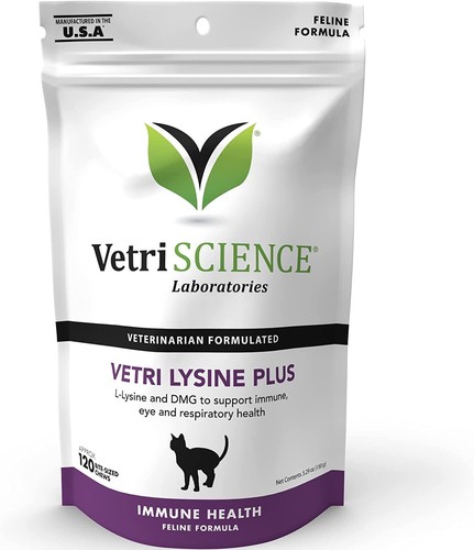 VetriScience Lysine Plus Immune Tissue Repair Supplement for Cats 120 ...