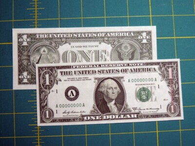 Reproduction $1 1969 FRN ZERO Serial Number US Paper Money Currency ...
