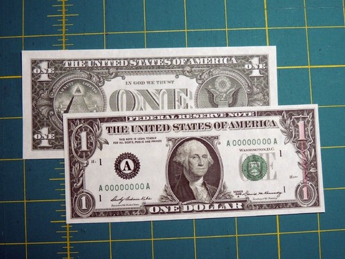 Reproduction $1 1969 FRN ZERO Serial Number US Paper Money Currency ...