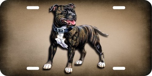 Stafford Bull Terrier Dog Pet Animal Aluminum Car Vanity Plate Tag ...