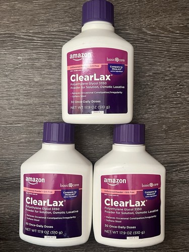 3 pack Basic Care Amazon Clear Lax Laxative 17.9 oz Unflavored Powder ...