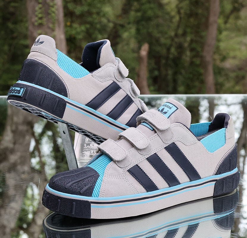 Vintage Adidas Shell Toe 2006 Men’s Size 9.5 Grey Blue 3 Straps Custom ...