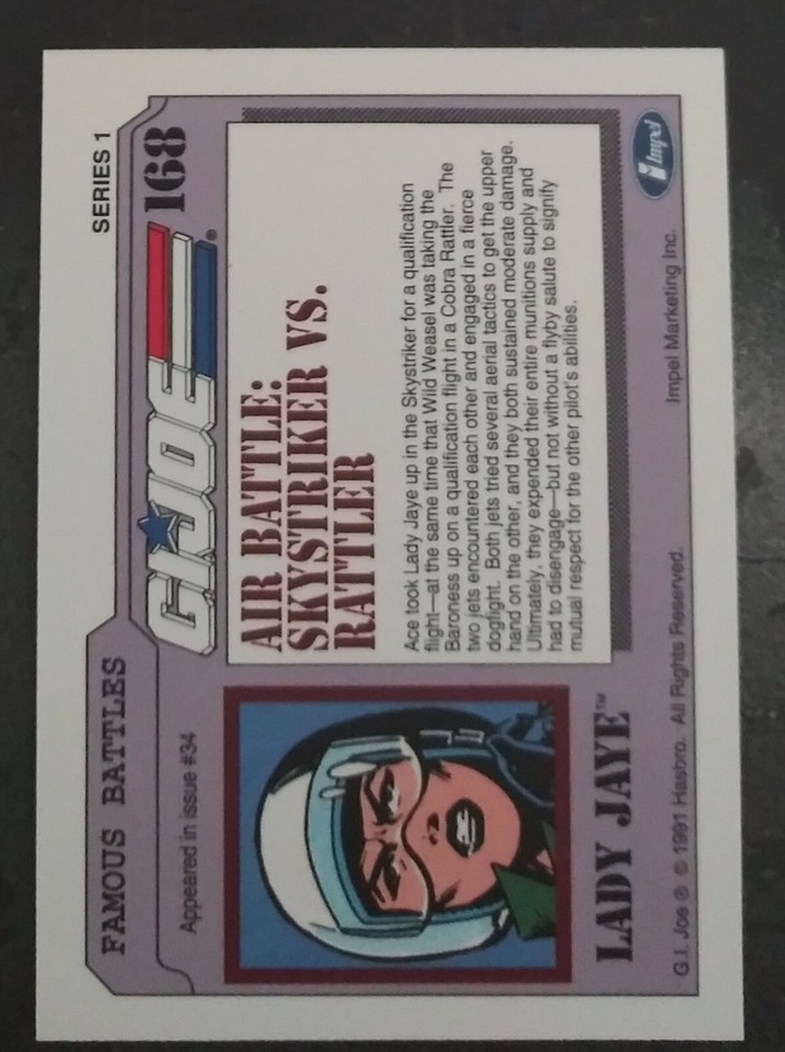 Impel 1991 GI Joe Famous Battles - Air Battle: Skystriker Vs Rattler ...