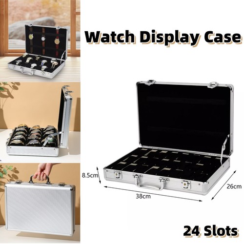 Aluminium Watch Box 24 Slots Watch Display Storage Case Lockable ...
