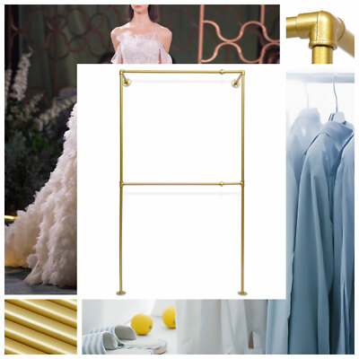 2 Tier Clothes Garment Rack Heavy Duty Clothes Rack Gold Metal Garment ...
