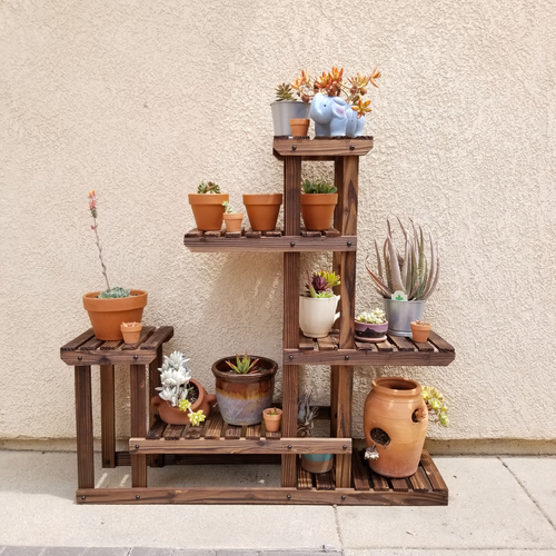 Wooden Flower Plant Display Stand 6 Tier Wood Shelf Storage Rack Home ...