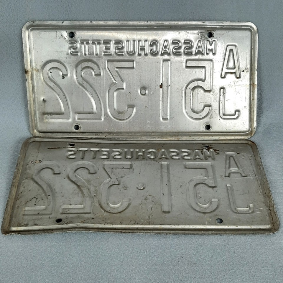 Vintage 80s Massachusetts License Plates Matching Set AJ 51 322 Green ...