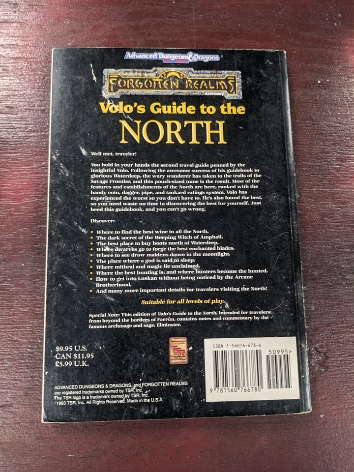 Volo's Guide To The North Forgotten Realms AD&D 2nd Edition 9393 TSR | eBay