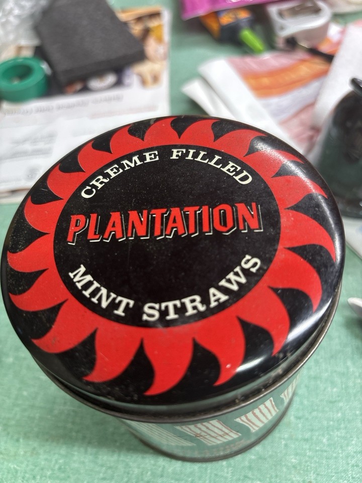Vintage Plantation Mint Straws Candy Tin 1 LB Crème Filled Plantation ...