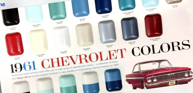 1961 CHEVY DEALER SHOWROOM COLOR CHART POSTER Print Impala SS ...