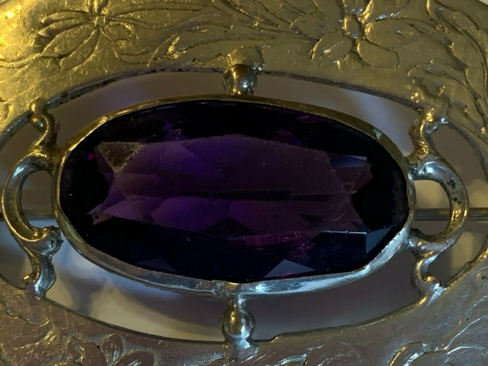 Antique Brooch C&R Charles R Hettel ?? Signed Purple … - Gem