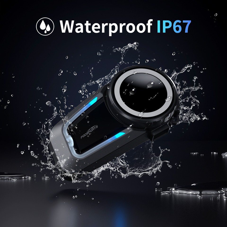 3x FX7 Motorcycle Bluetooth Headset Helmet Intercom 2km 10 Riders ...