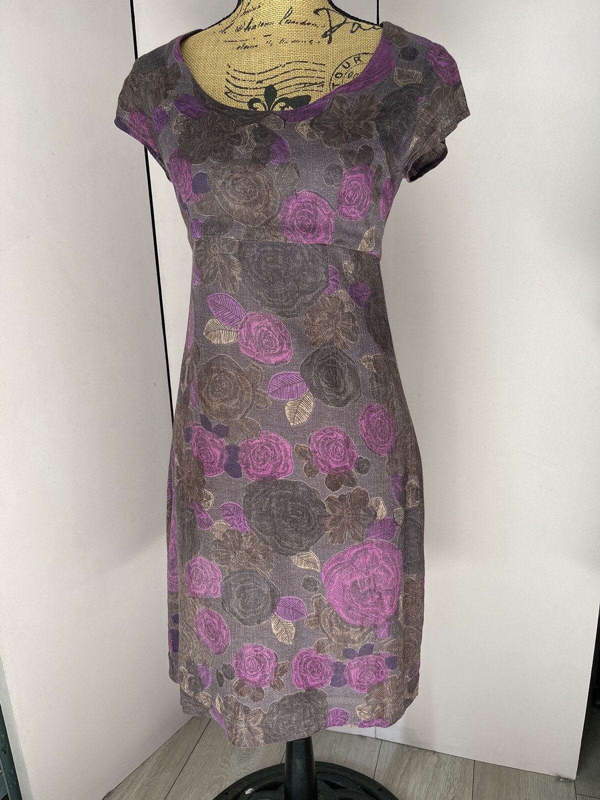 White Stuff Muted Purple Multi Linen Blend Dress Uk8 … - Gem