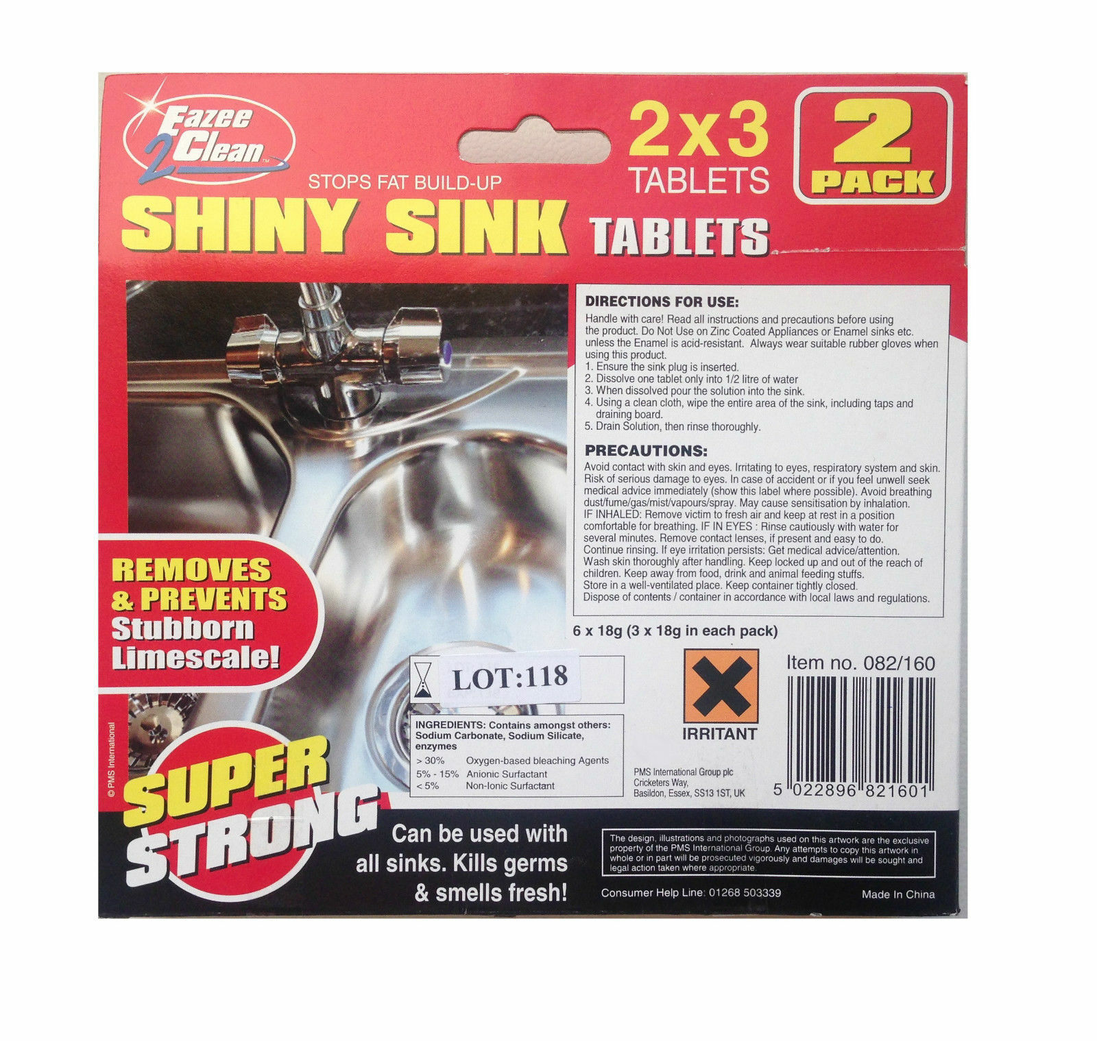 6 x SHINY SINK TABLETS Smell Fresh Cleaner Kills Germs Limescale ...