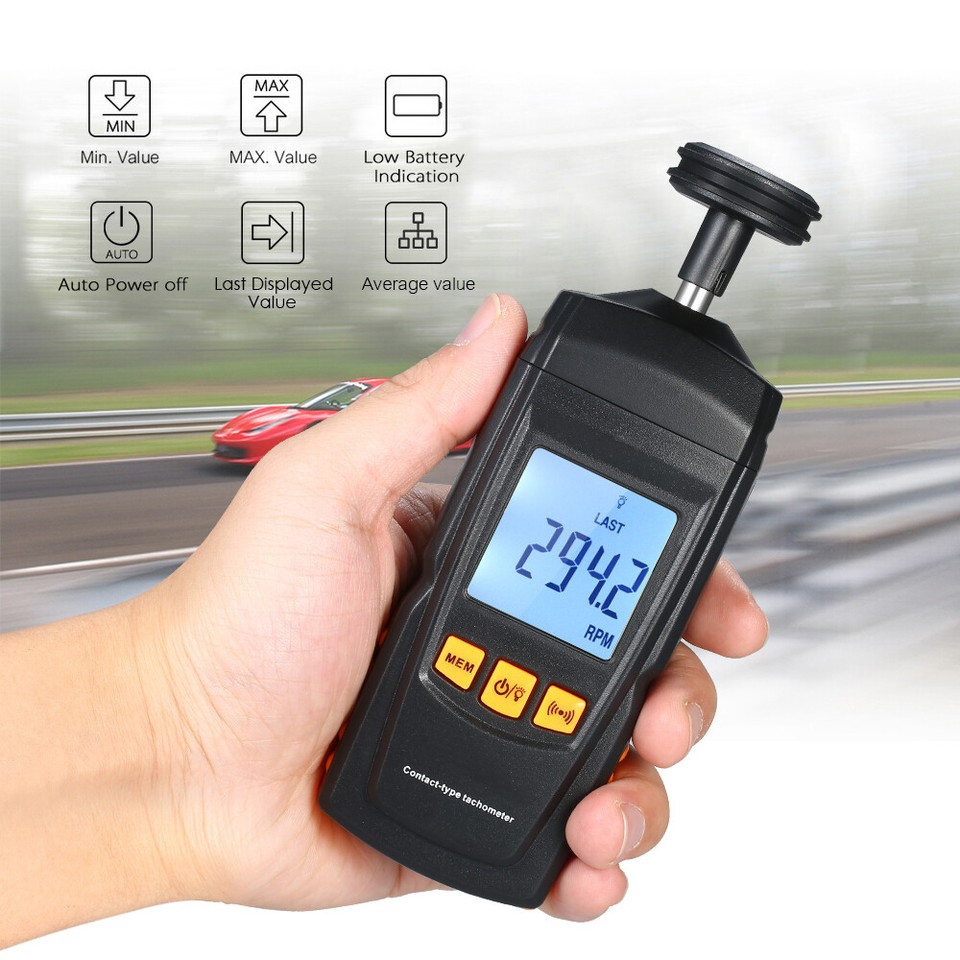 Digital Tachometer Handheld Contact Motor Tachometer Speedometer Tach ...