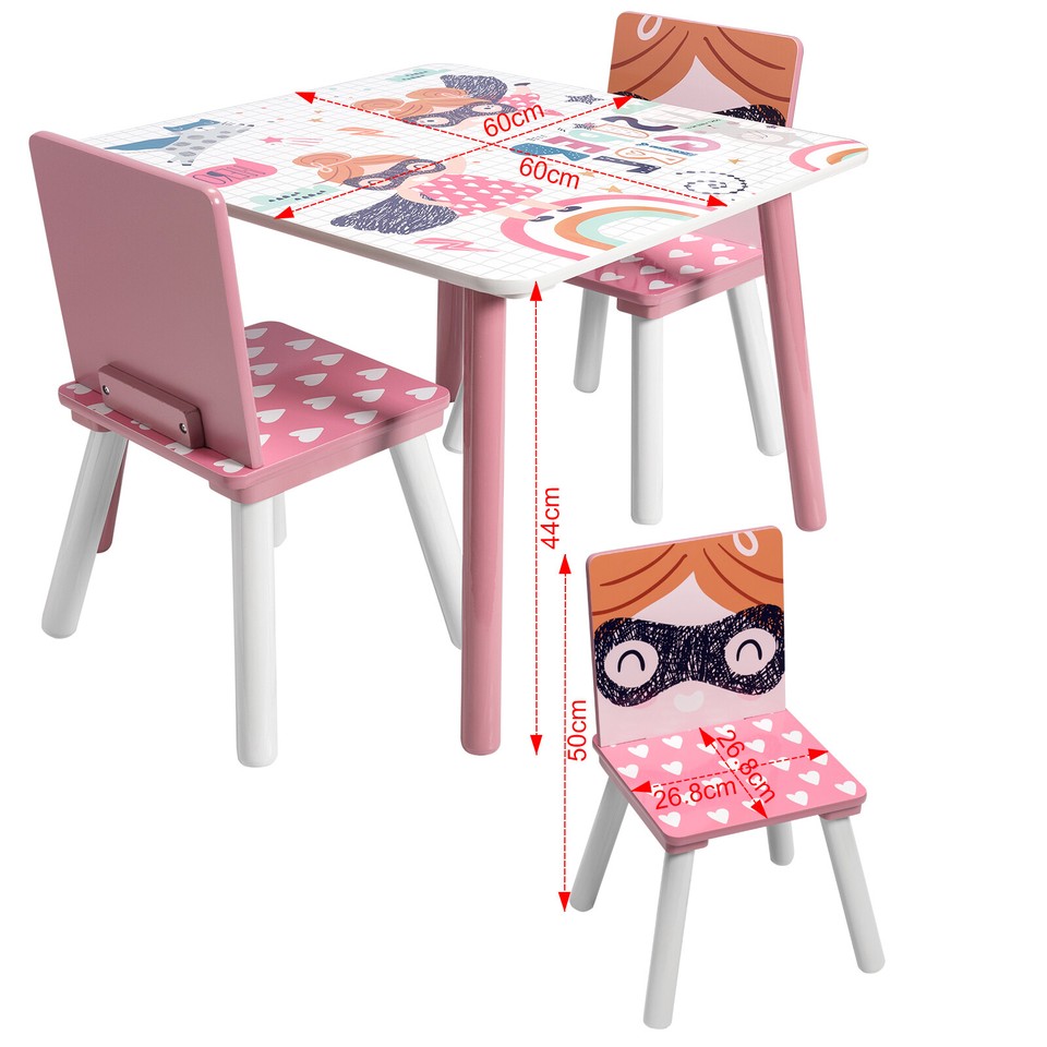 Kids Study Table and 2 Chairs Childrens Playroom Furniture Study ...