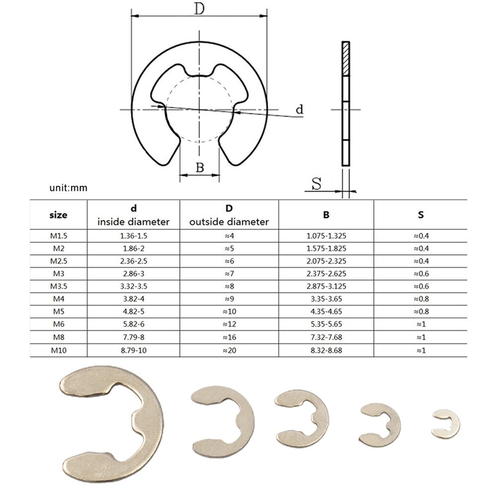 E Type Retaining Ring Retaining Ring Snap Tool 580 Pcs/Set Accessories ...