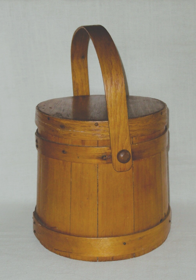 Antique Firkin ~ Small 7 1/2" Sugar Bucket w/Lid ~ Wood | eBay