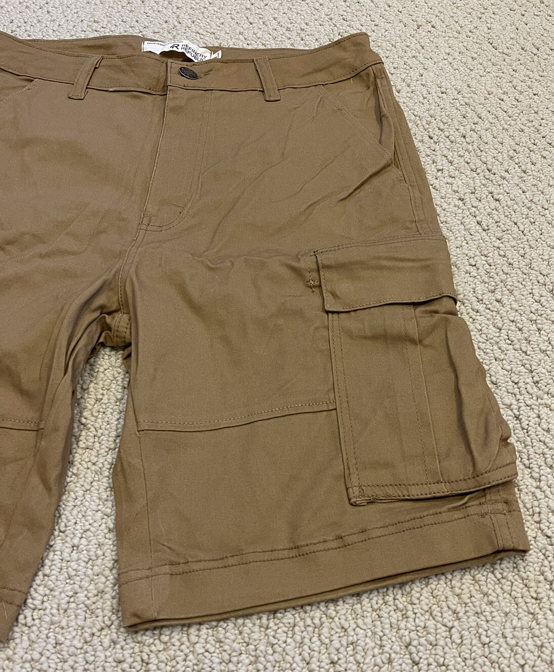 New Men’s Refinery Republic Khaki Beige Cargo Pocket Cotton Shorts ALL ...