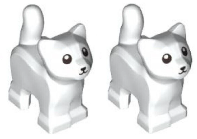 Lego ® Accessoire Minifig Lot 2 Bébé Chat Chaton Blanc Cat Baby Kitten ...