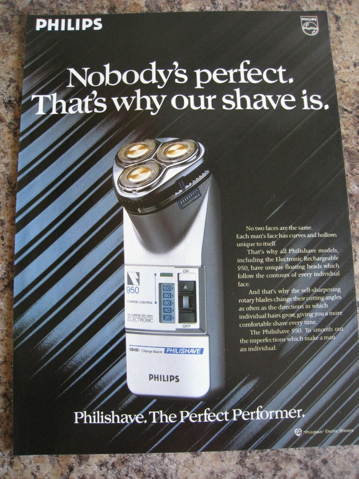 PHILIPS PHILISHAVE ELECTRIC SHAVERS POSTER ADVERT APPROX A4 SIZE FILE Y ...