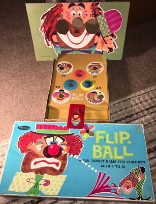 VINTAGE WHITMAN FLIP BALL FLIP BALL FLIPBALL GAME LAUNCH BALLS AT CLOWN ...