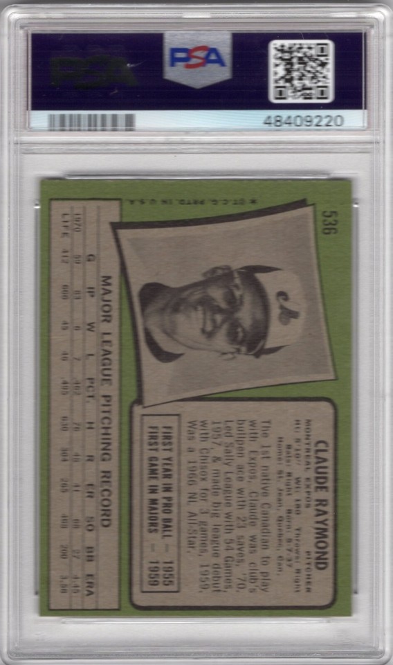 1971 Topps #536 Claude Raymond PSA 6 EX-MT Expos | eBay