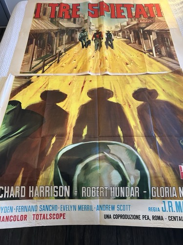 55 x 80 Italian Spaghetti Western Movie Poster 1963 3 Ruthless Ones Tre ...