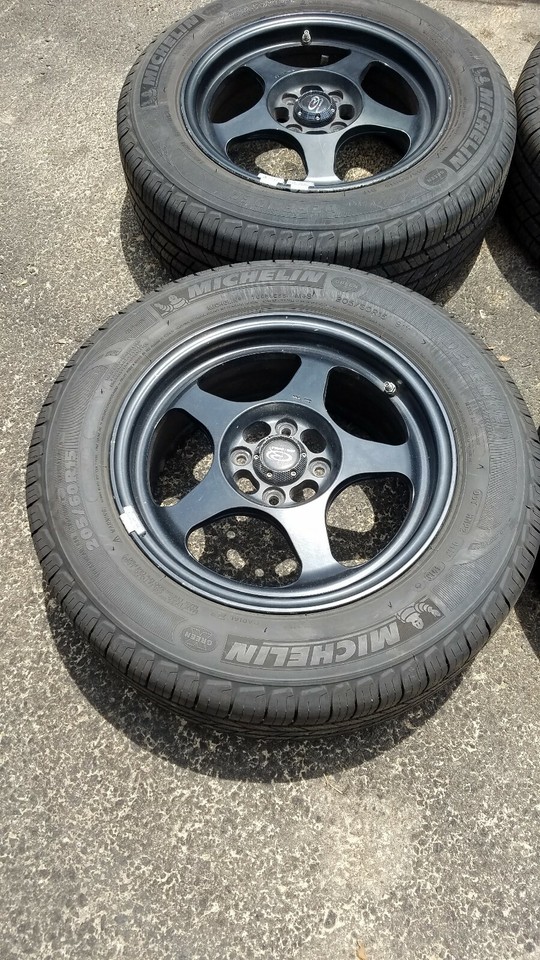 15" ROTA Slipstream 4x100 Wheels 205/60R15 Michelin Defender 60 | Black ...