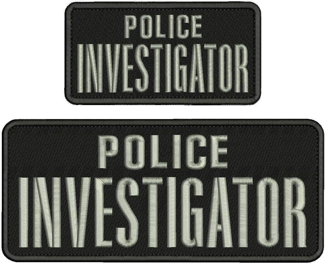POLICE INVESTIGATOR Emb Patch 10X4 and 6X3 hook on back blak/Silver | eBay