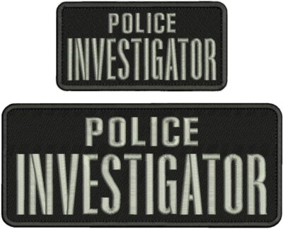 POLICE INVESTIGATOR Emb Patch 10X4 and 6X3 hook on back blak/Silver | eBay